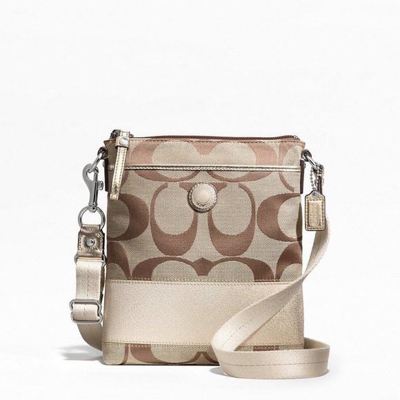Coach | Bags | Nwt Coach Signature Stripe Swingpack Crossbody Bag Style ...